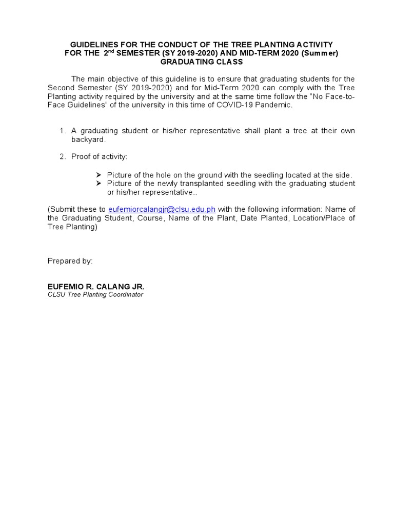 Revised Tree Planting Guidelines 2020 | PDF