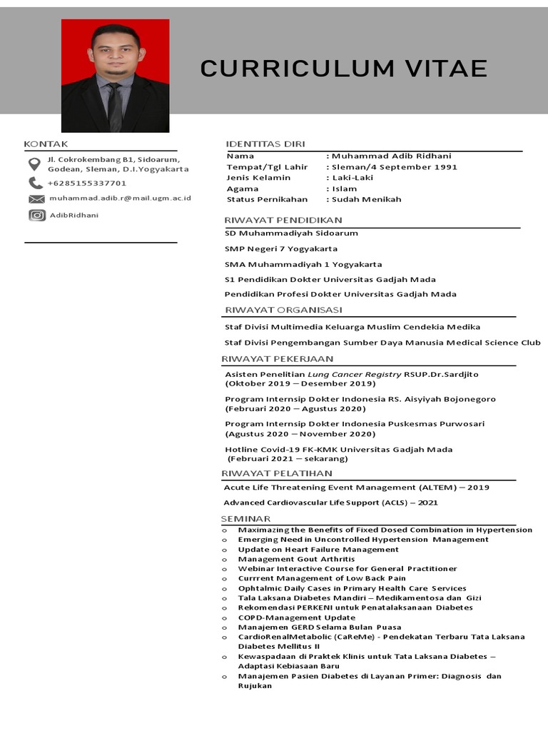 CV - Muhammad Adib Ridhani | PDF