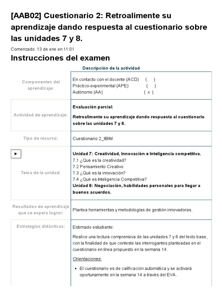 (AAB02) Cuestionario 2: Retroalimente Su Aprendizaje Dando Respuesta Al Cuestionario Sobre Las ...