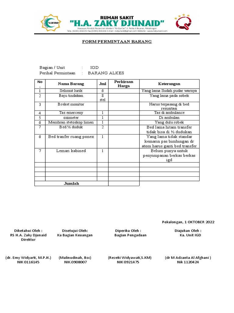 Form Permintaan Barang Fixx | PDF