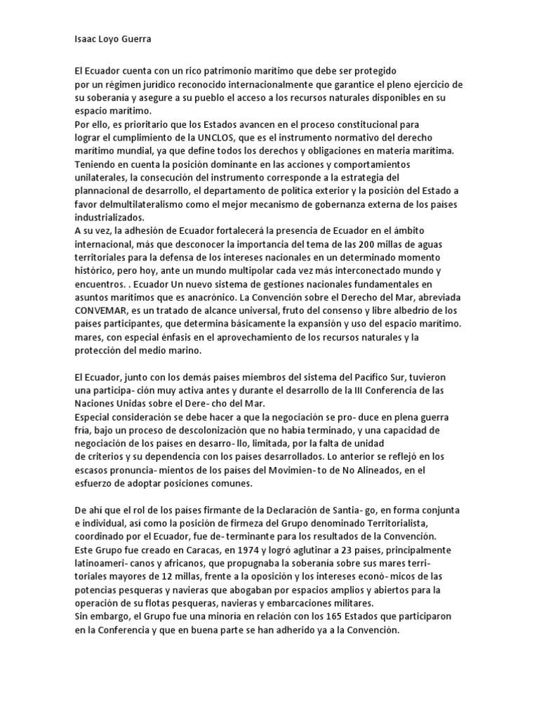 Resumen Convemar | PDF | Convención de las Naciones Unidas sobre el ...