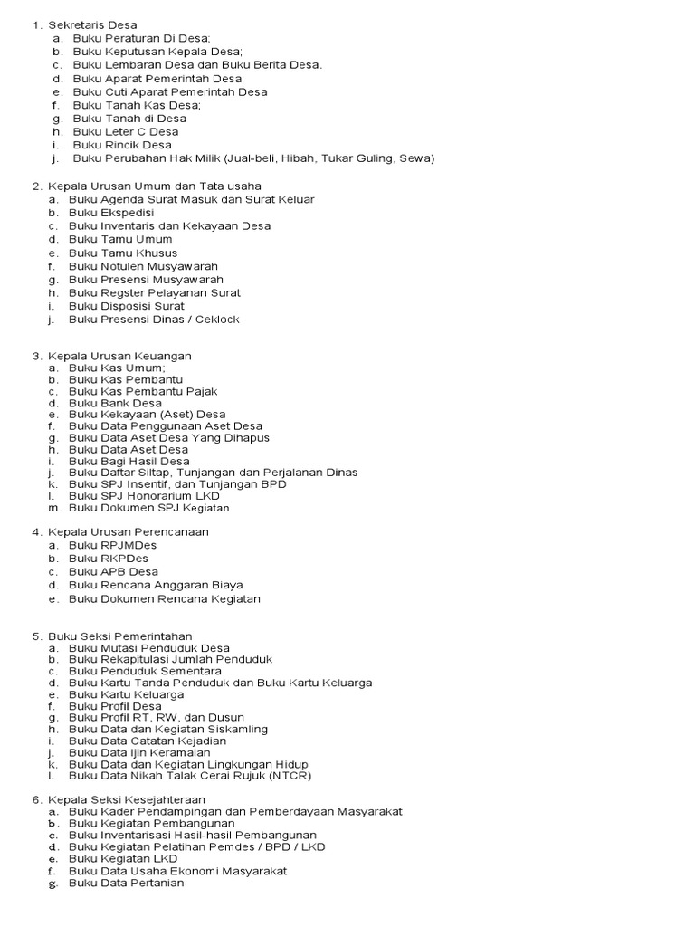 Buku Register Pemerintah Desa | PDF