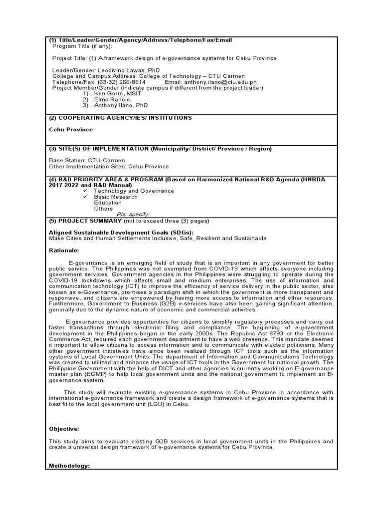 CTU Form No.1B E Governance Phase1 | PDF