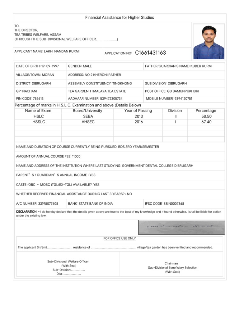 Tea Tribes Welfare - Applicant Panel | PDF
