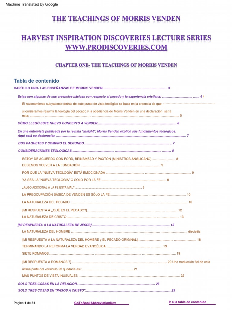 Chapter One The Teachings of Morris Venden | PDF | Pecado | Cristo (título)