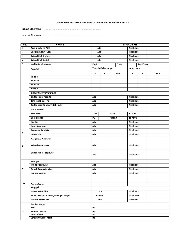 Instrumen - Ujian PAS | PDF