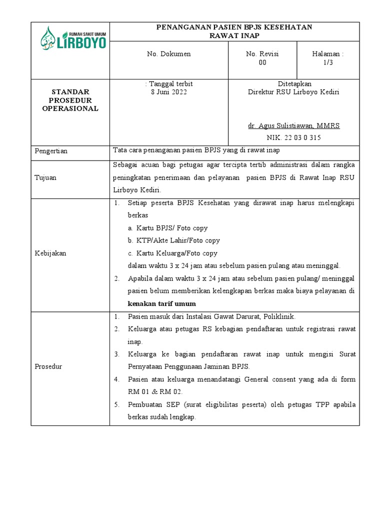 SOP BPJS Ranap | PDF