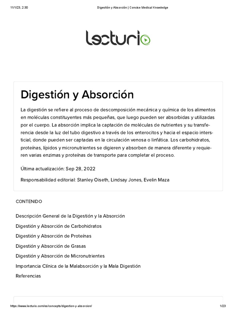 Digestión y Absorción - Concise Medical Knowledge - Compressed | PDF ... Digestión y Absorción - Concise Medical Knowledge - Compressed | PDF ...
