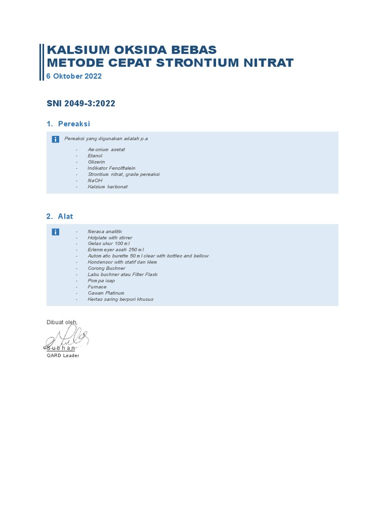 Metode Uji FCaO | PDF