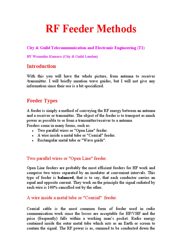 Understanding RF Feeder Types | PDF | Coaxial Cable | Antenna (Radio)