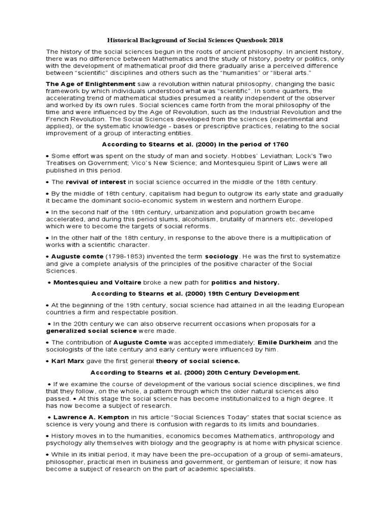 Historical Background of Social Sciences | PDF | Science | Social Sciences