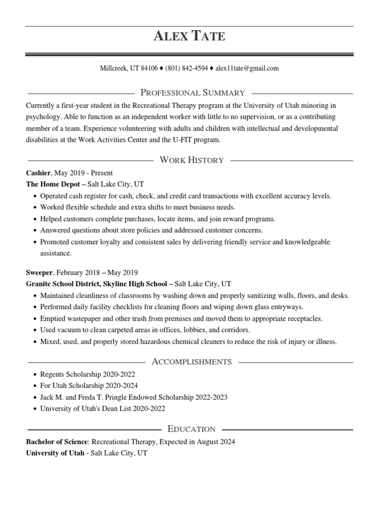 Alex Tate Resume | PDF