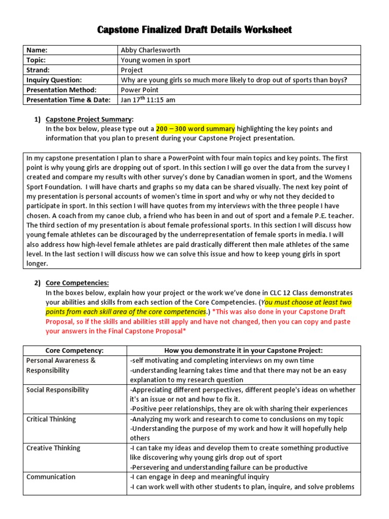Capstone Finalized Draft Details Worksheet | PDF | Thought | Cognitive ...