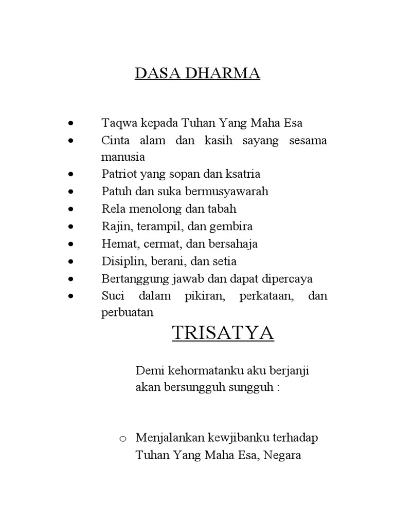MC, Dasa Dharma, Tri Satya | PDF