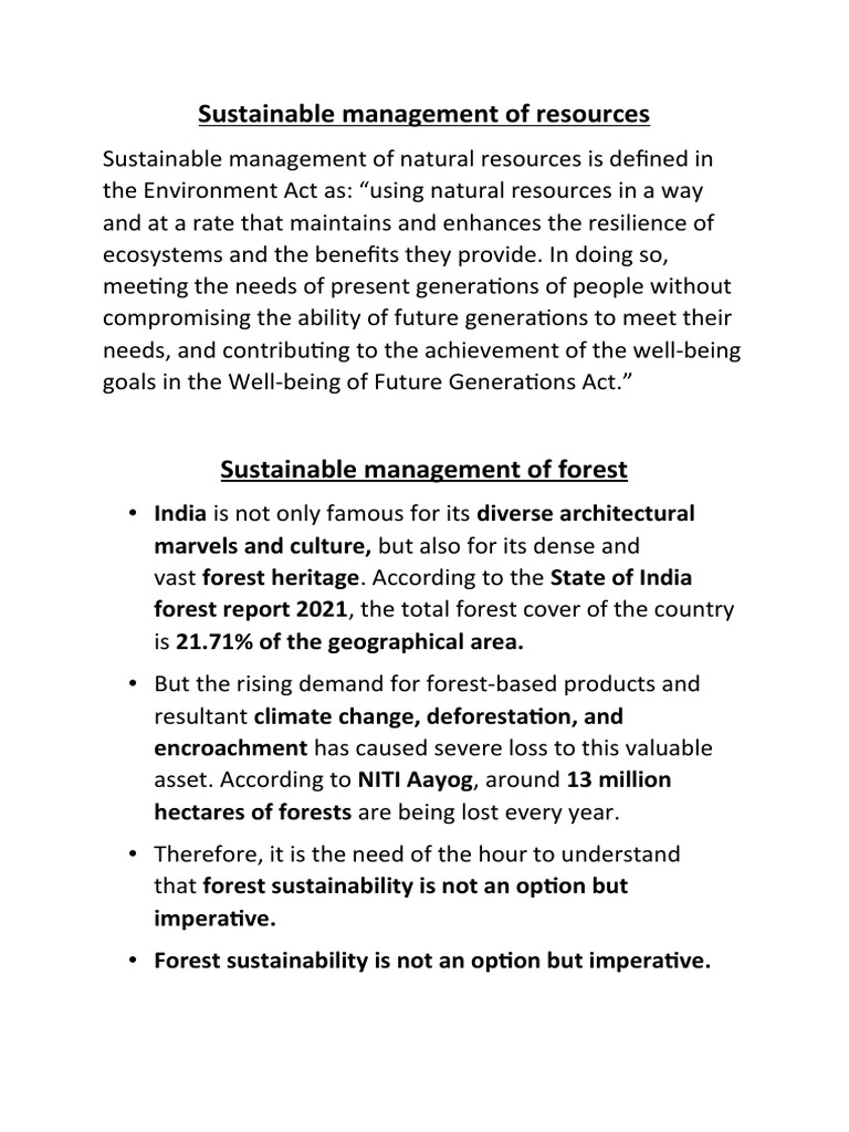Sustainable Management of Resources | PDF | Sustainability | Infrastructure