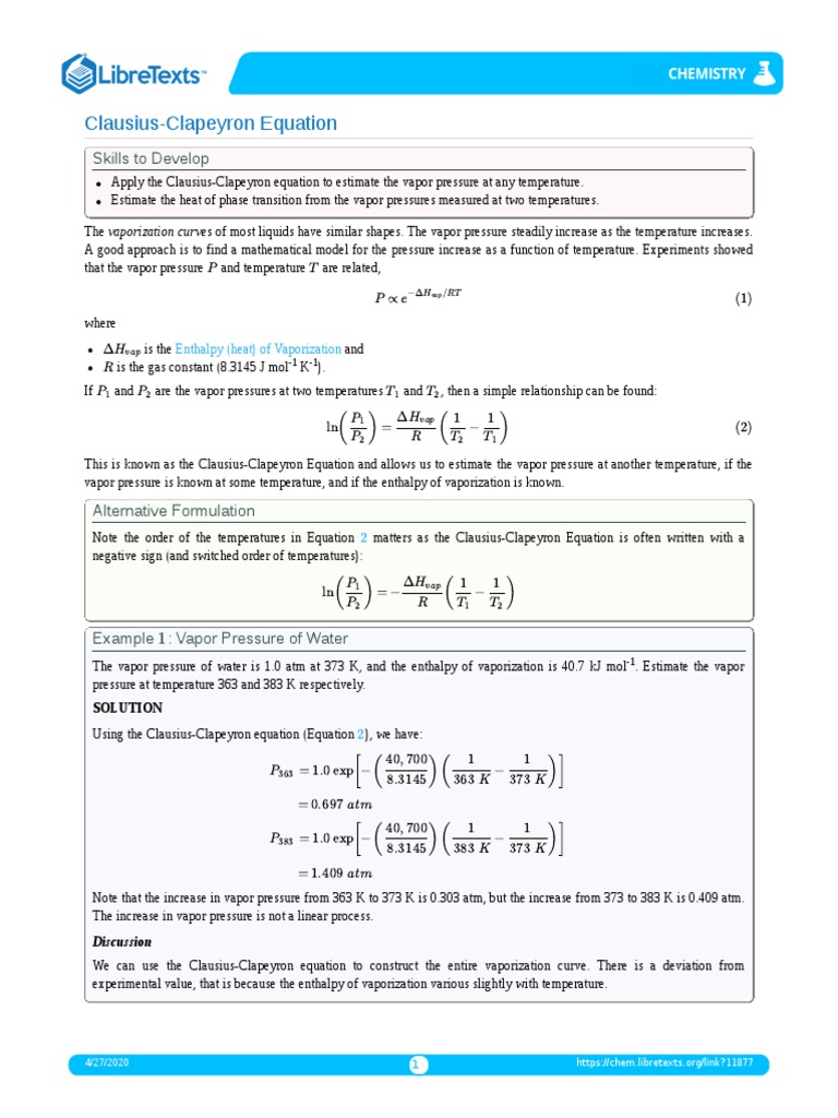 Clausius-Clapeyron Equation | Download Free PDF | Classical Mechanics | Mathematical Physics