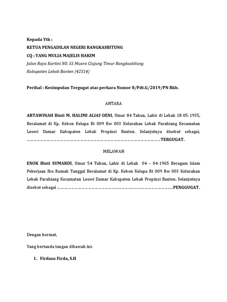 Kesimpulan Perkara Perdata | PDF