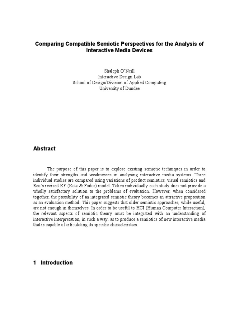 ASSAComparing Semiotic in Media Devices | PDF | Semiotics | Human ...