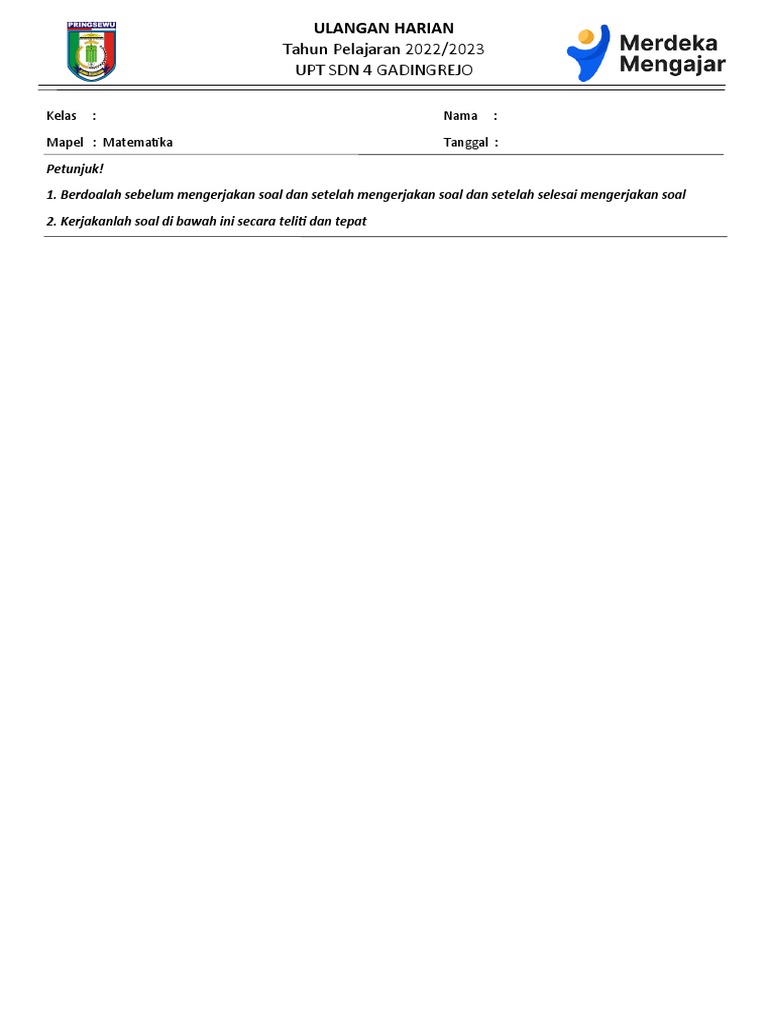 Contoh Kop Soal Ujian | PDF