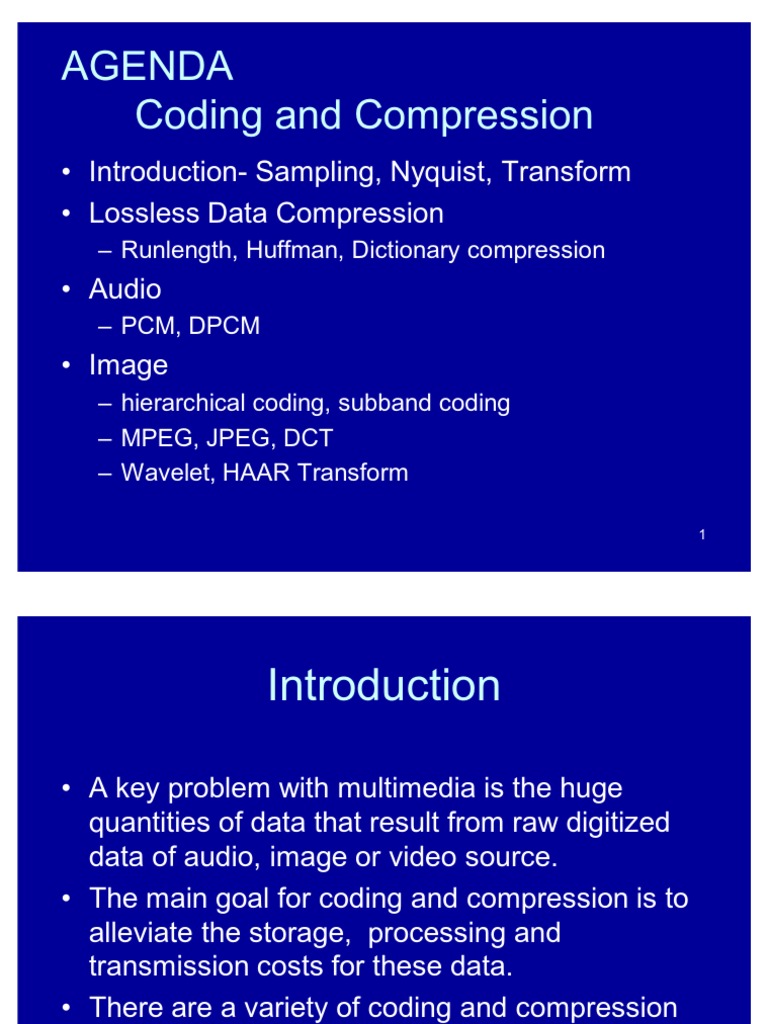 Coding And Compression 1 Data Compression Code