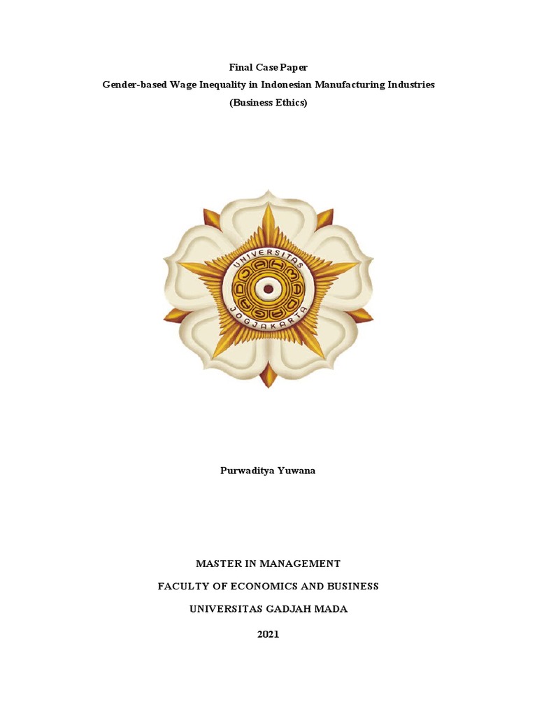 Purwaditya Yuwana - Final Paper BE - Gender-Based Wage Inequality in Indonesian Manufacturing ...