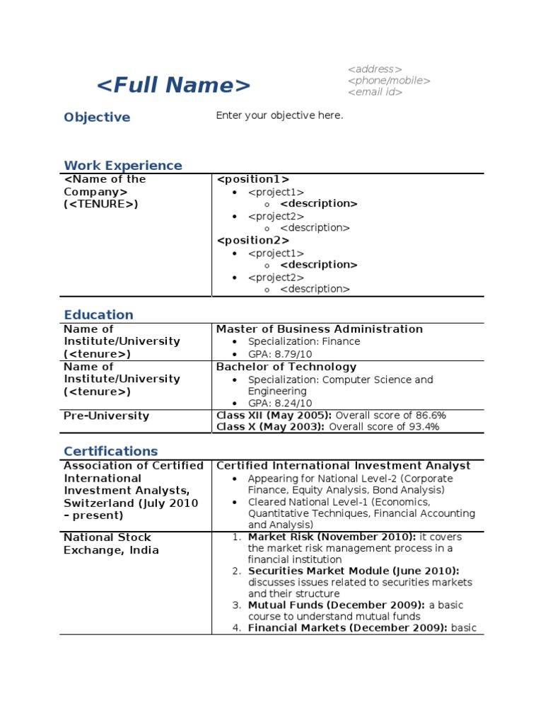 Professional Resume Template Guide | PDF