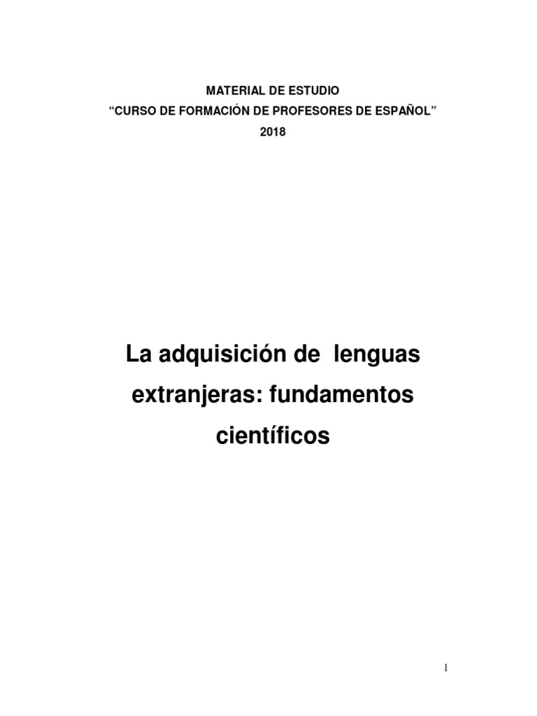 La Adquisición de Lenguas Extranjeras - Fundamentos Científicos | PDF ...