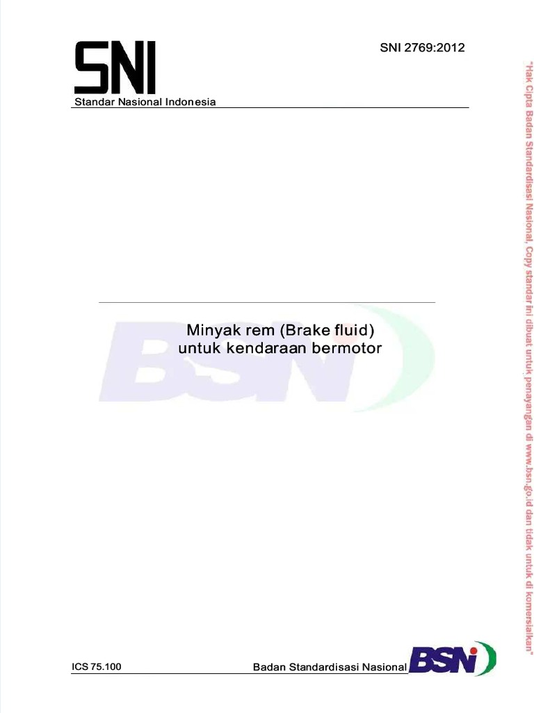 PDF Sni 2769 2012 Brake Fluid - Compress | PDF