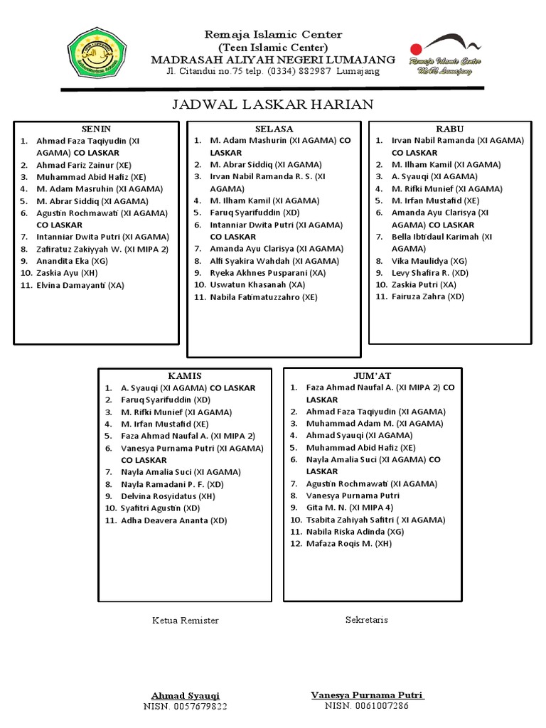 Jadwal Laskar 1 1 | PDF