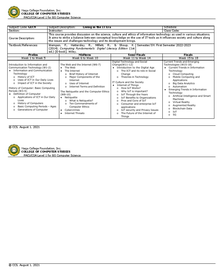 GEC9 Course Outline | PDF