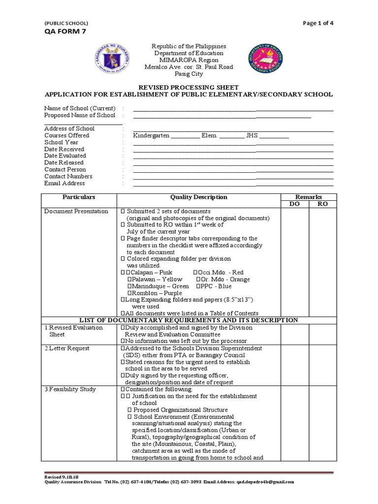 Public Shool Qa Form 7 | PDF