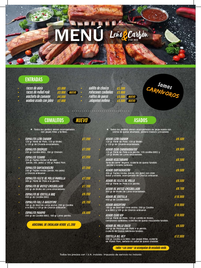 Menu Leño y Carbon Santo Domingo | PDF | filete | Parilla