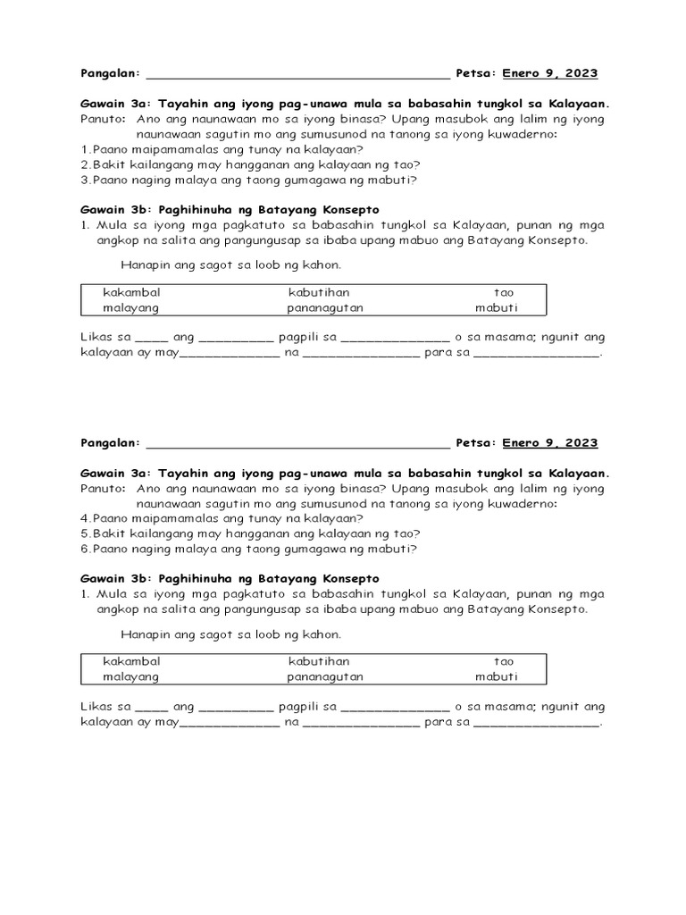 Kalayaan Activity | PDF