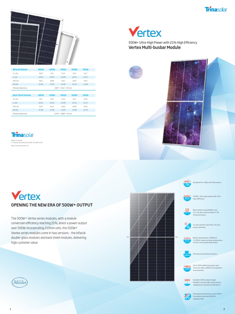 (G) Trina Solar - 500W | PDF | Physical Quantities | Electrical Engineering