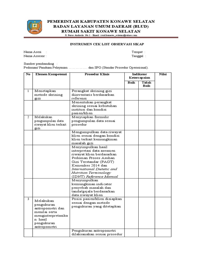 Instrumen Ceklis Observasi Sikap | PDF