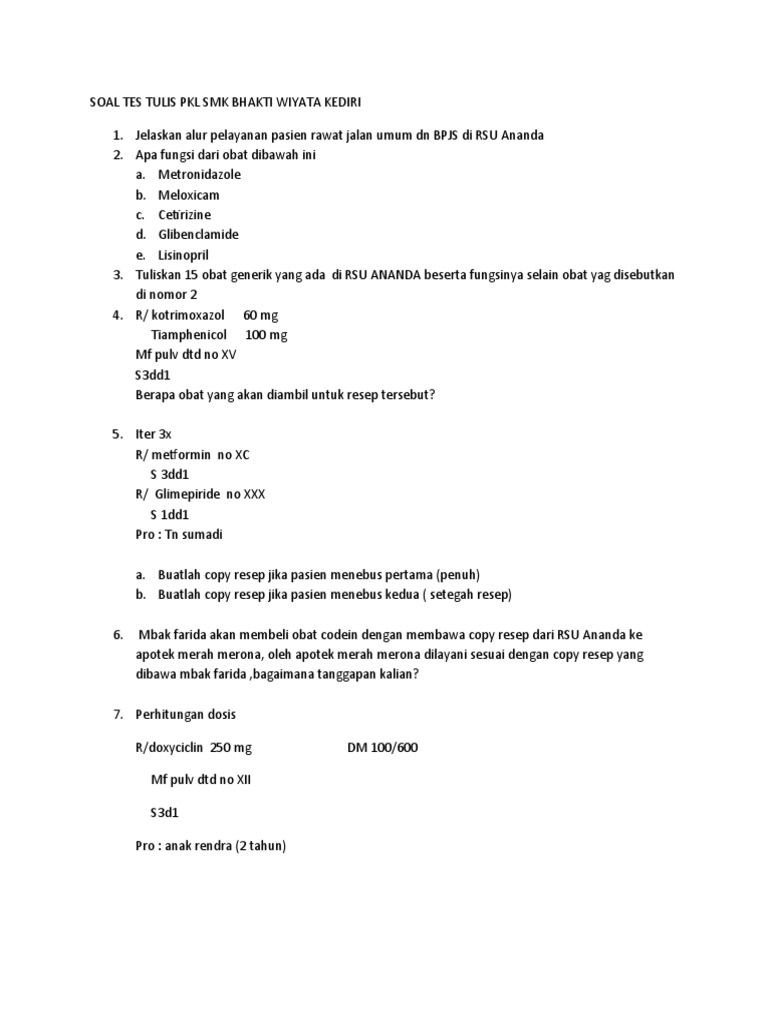 Soal Tes Tulis PKL | PDF