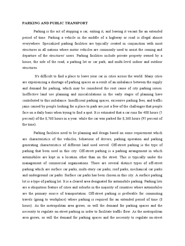 Parking and Public Transport | Download Free PDF | Parking | Public Transport