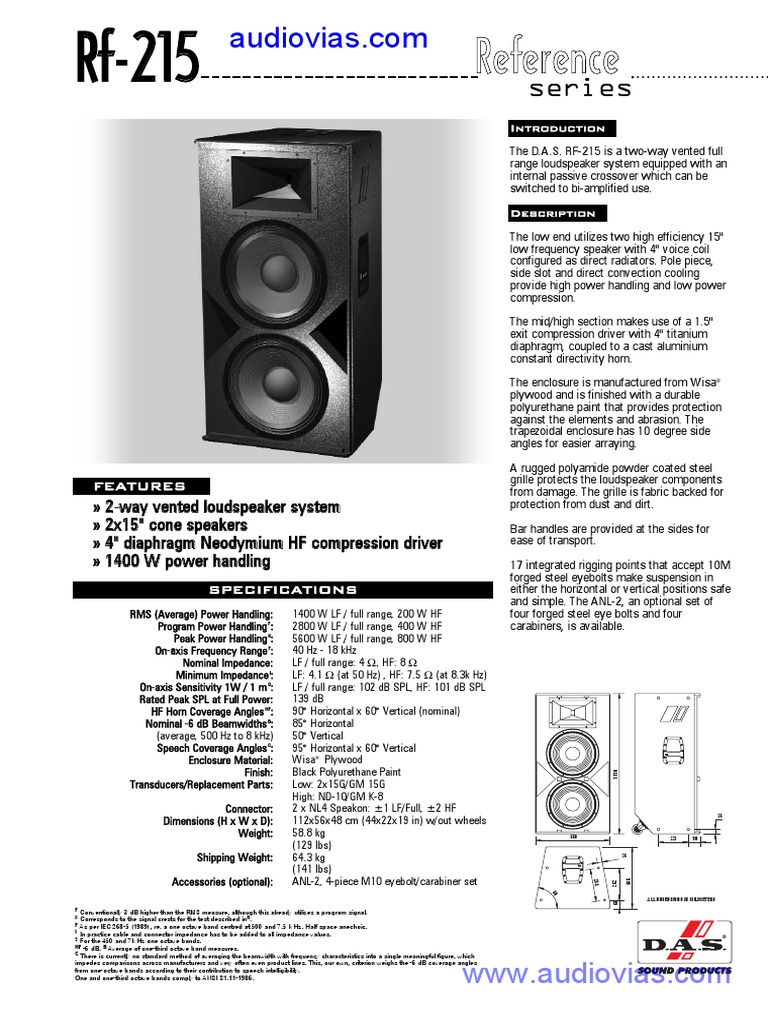 Das RF 215 Manual Especificaciones Tecnicas | PDF | Loudspeaker | Sound Technology