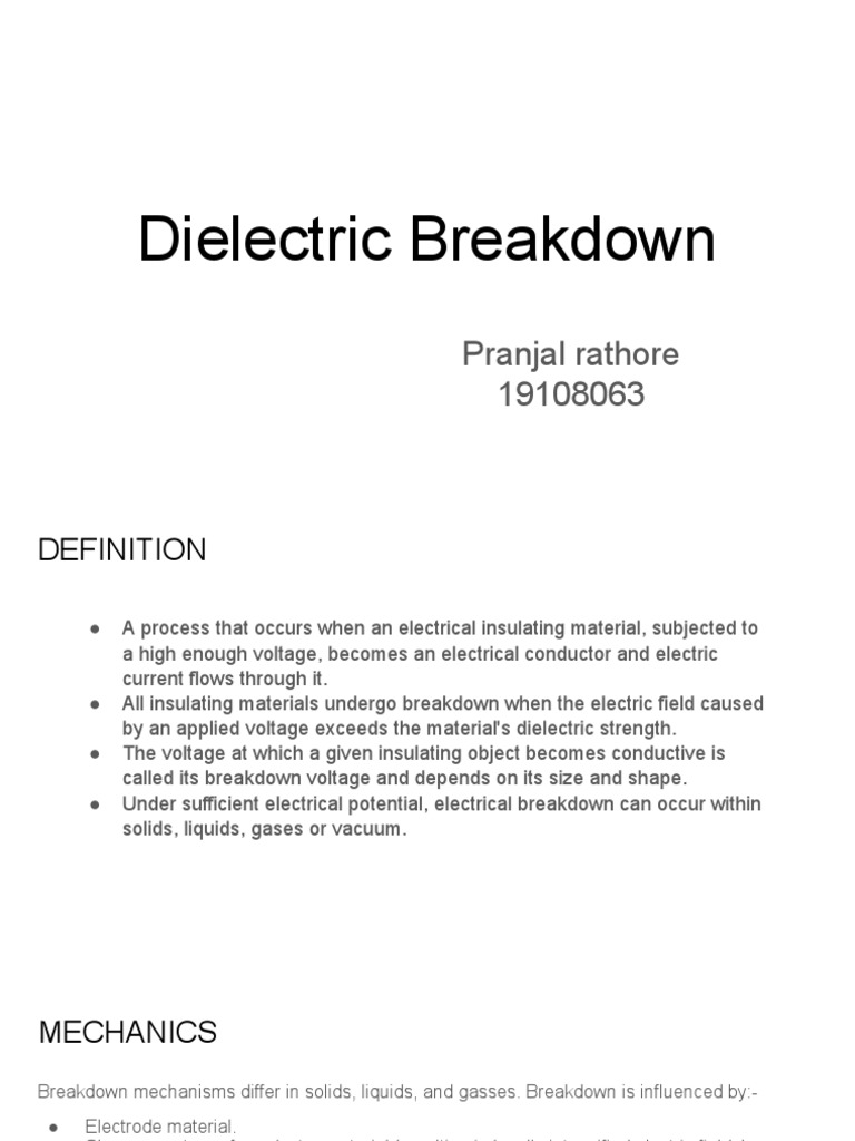Dielectric Breakdown | PDF | Electrical Breakdown | Electricity