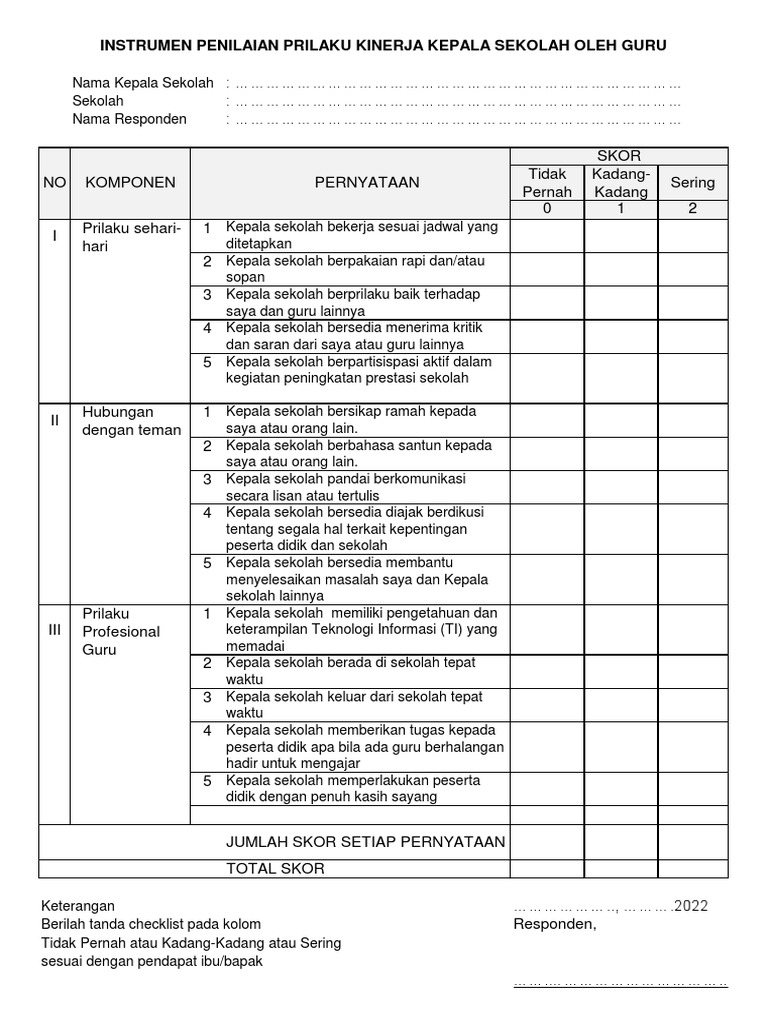 Penilaian Kinerja Kepala Sekolah | PDF