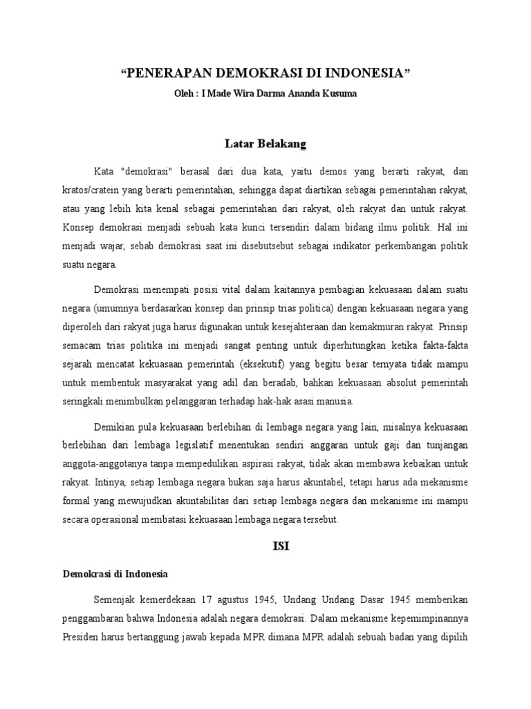 Penerapan Demokrasi di Indonesia Saat Ini | PDF