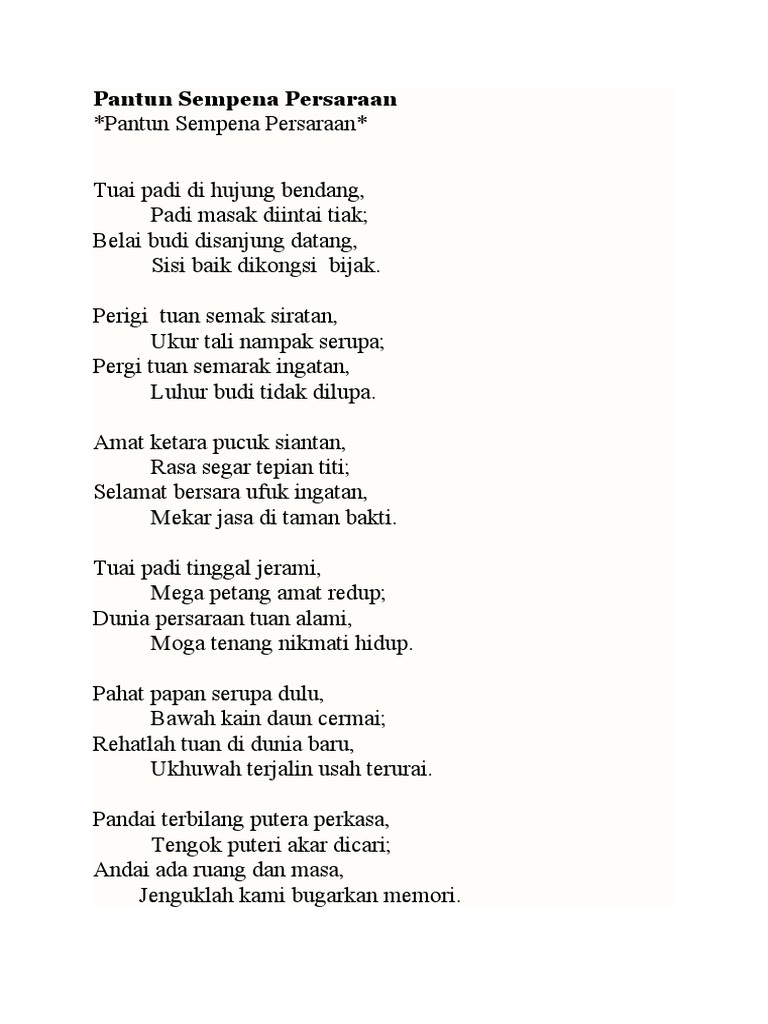 Pantun Kenangan untuk Persaraan Guru | PDF