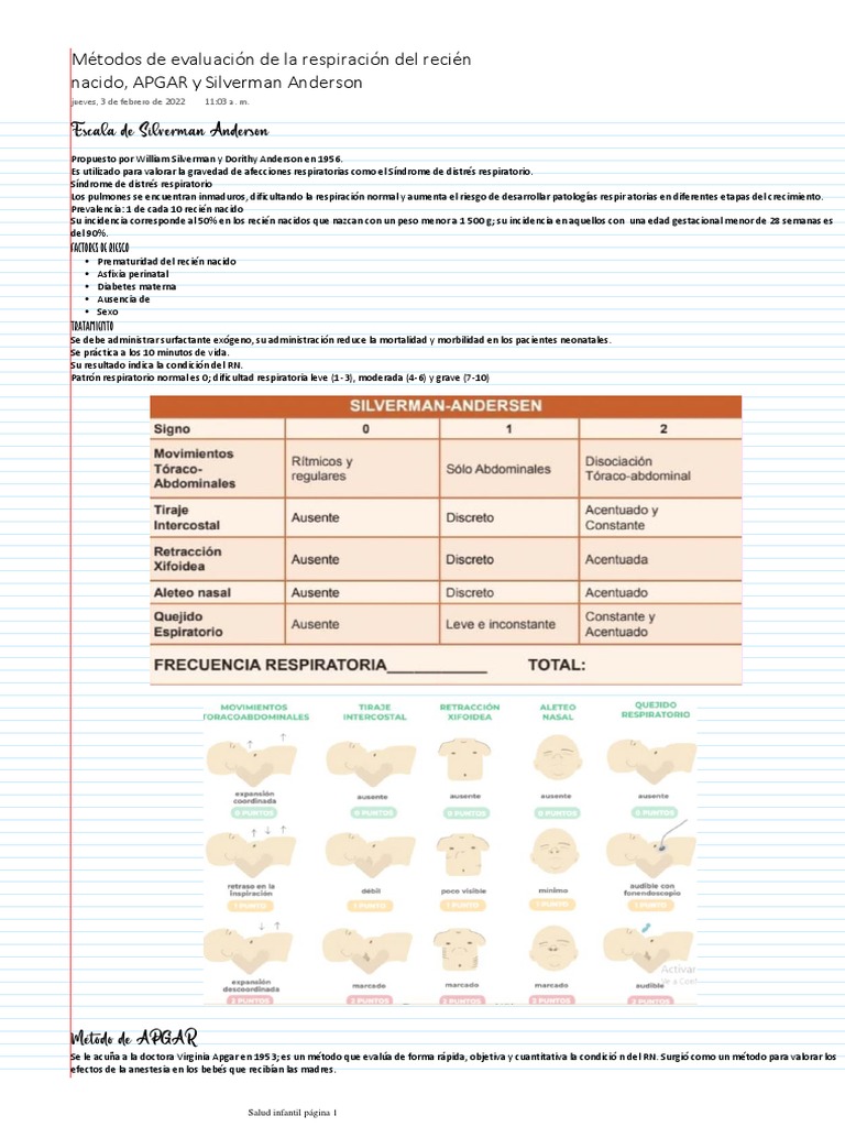 Métodos de Evaluación de La Respiración Del Recién Nacido, APGAR y ...