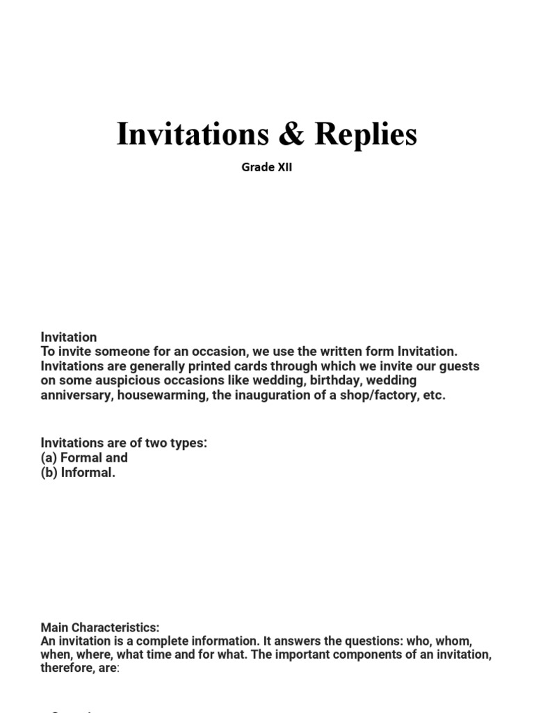 Invitations and Replies | PDF
