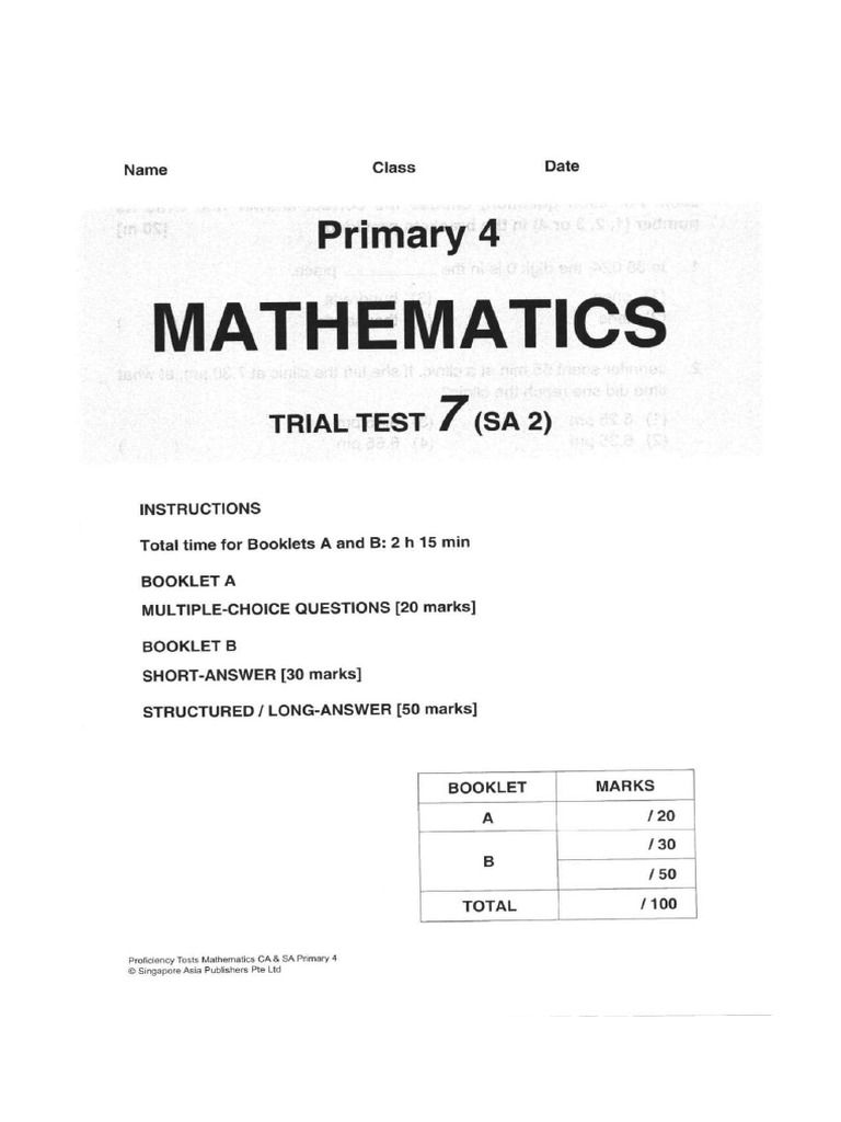P4 Trial Test 7 | PDF