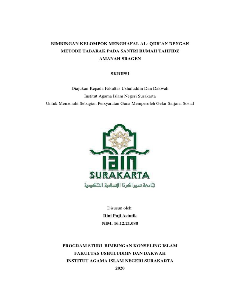 Bimbingan Kelompok Menghafal Al-Qur'an Metode Tabarak | PDF