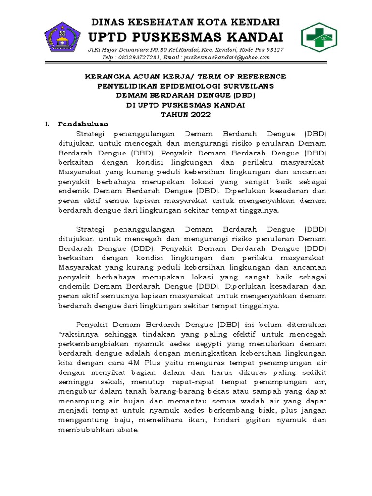 Kerangka Acuan Kerja Tor DBD | PDF