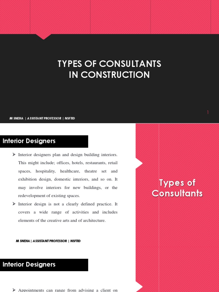 Types of Consultants | PDF | Interior Design | Design