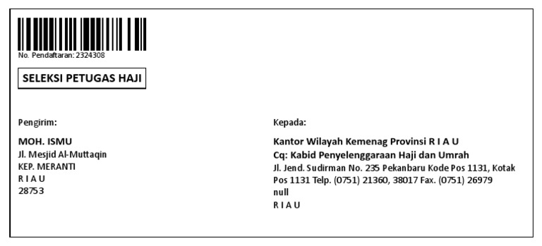 Contoh Label Surat | PDF