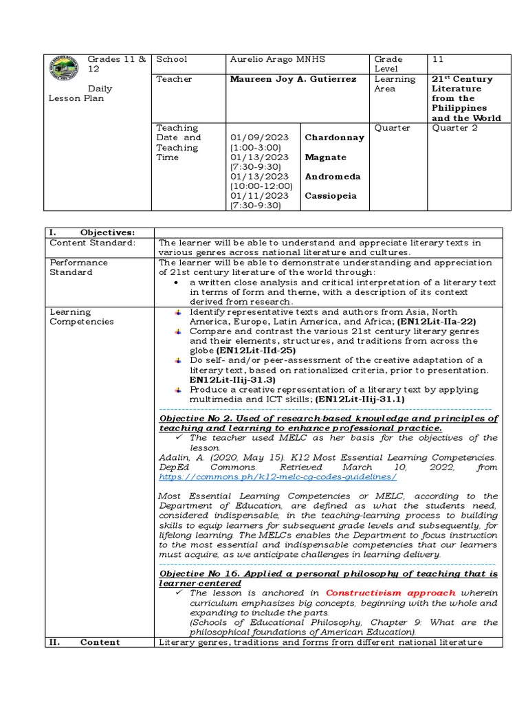 Lesson Plan in 21st Century - 12 (Latin America) | PDF